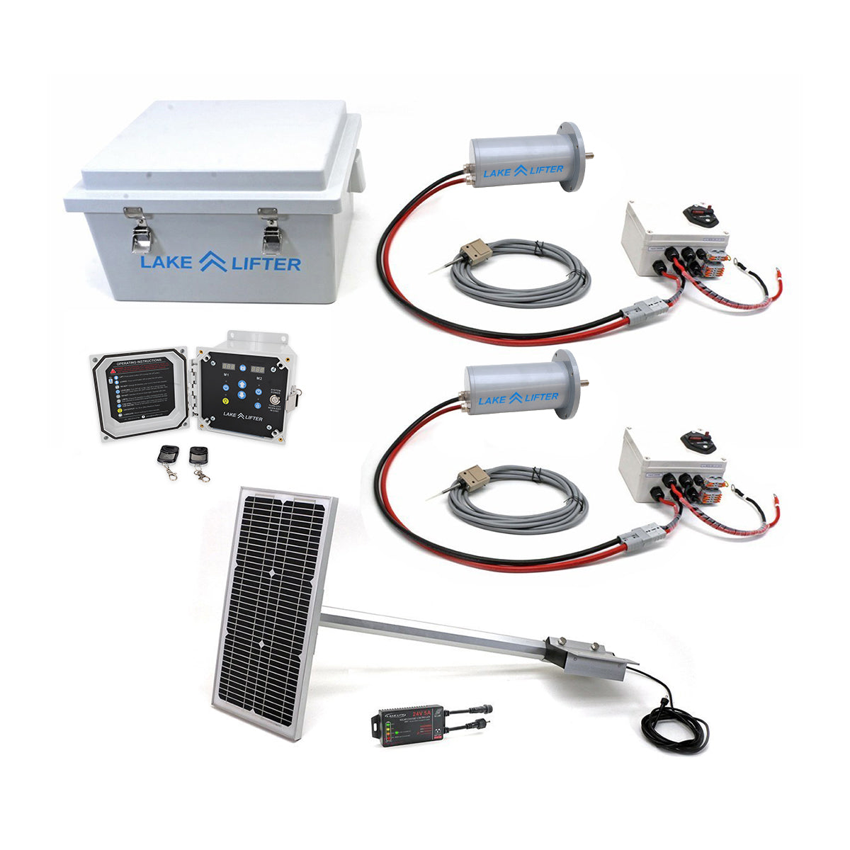 2 DC Boat Hoist Motor Shared System (Epoxy Motor) + Solar Charging Kit ...